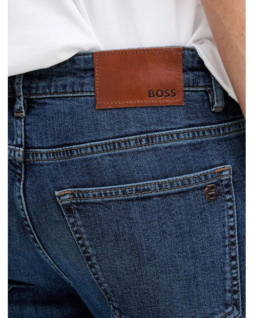 BOSS Logo-Patch Cotton Jeans in Blue for Men | Lyst UK