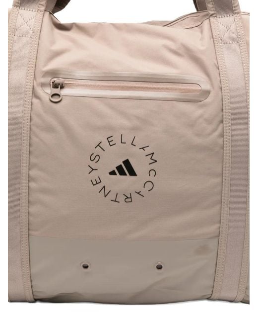 adidas By Stella McCartney Logo Zip Tote Bag in Natural | Lyst UK