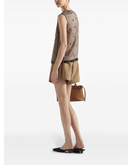 Prada Panama Shorts in Natural | Lyst