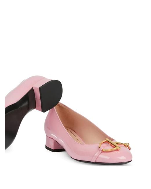 Gucci Half-Horsebit Flat Pumps in Pink | Lyst