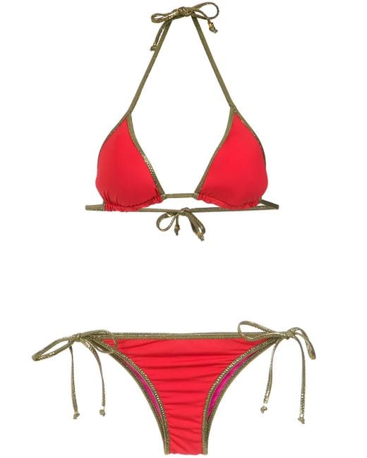 Amir Slama Tone Trimming Bikini Set in Red | Lyst