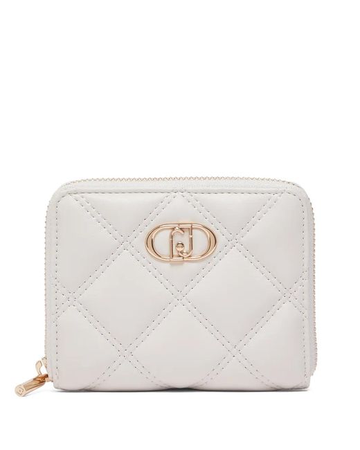 Liu Jo Monogram-Plaque Quilted Wallet in White | Lyst UK