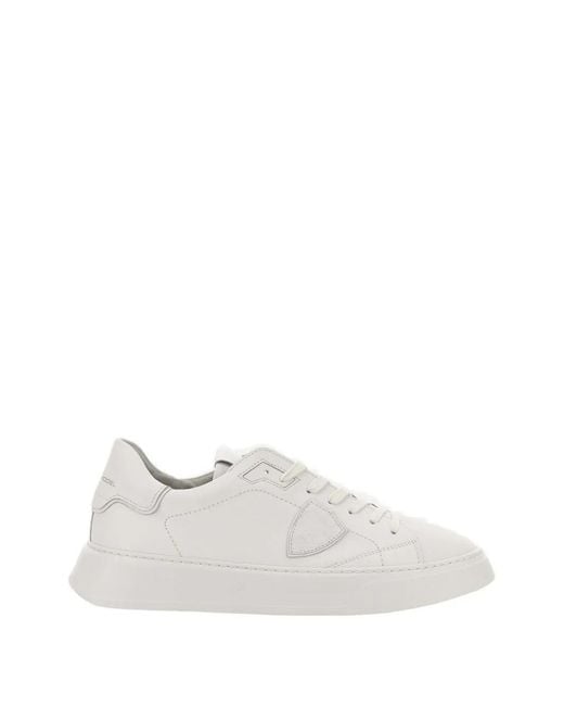 Philippe Model Logo-Patch Leather Sneakers in White for Men | Lyst UK