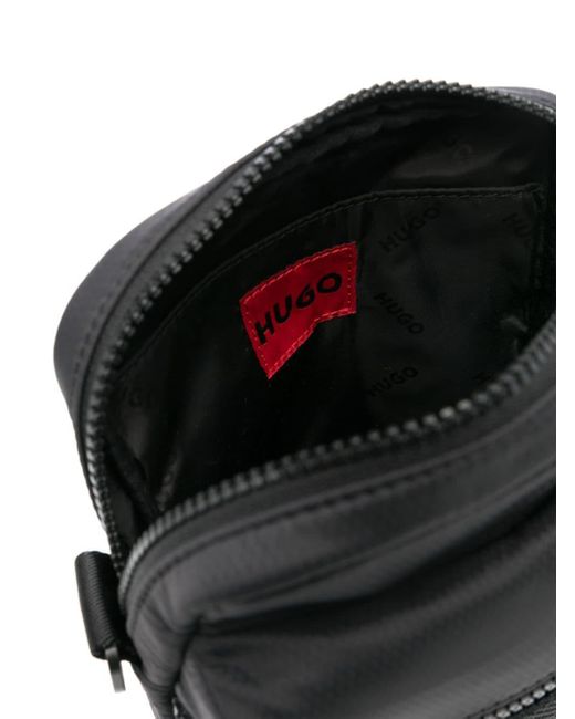 HUGO Contrasting-Logo Mesh-Overlay Messenger Bag in Black for Men | Lyst