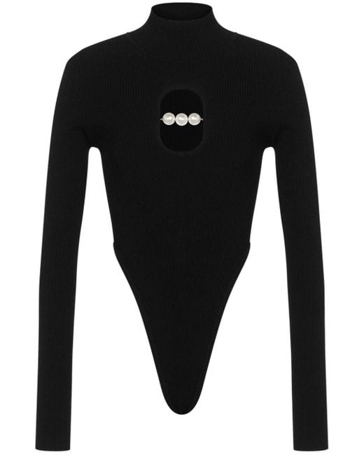 Moschino High Neck Cut-Out Body in Black | Lyst