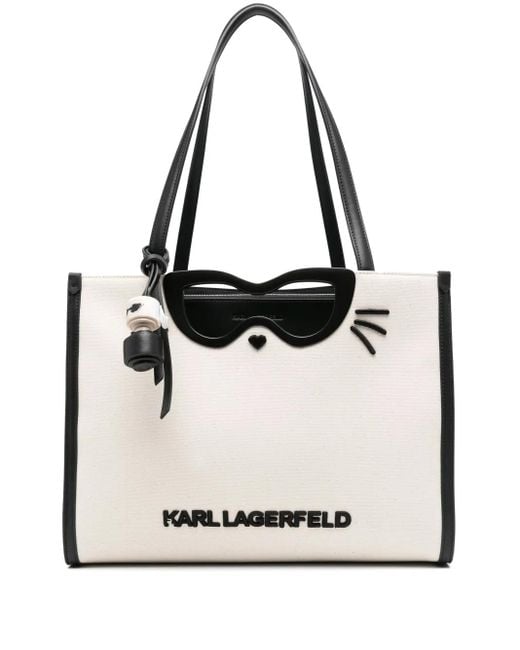Karl Lagerfeld Logo-Lettering Tote Bag in White | Lyst
