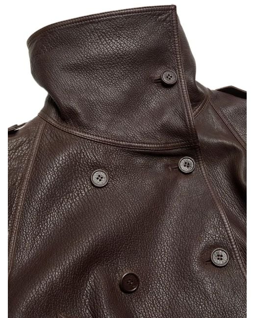 Acne Studios Cropped Leather Trench Coat in Brown | Lyst UK