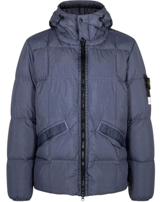 Stone Island Hooded "Steel" Padded Jacket in Blue for Men | Lyst UK
