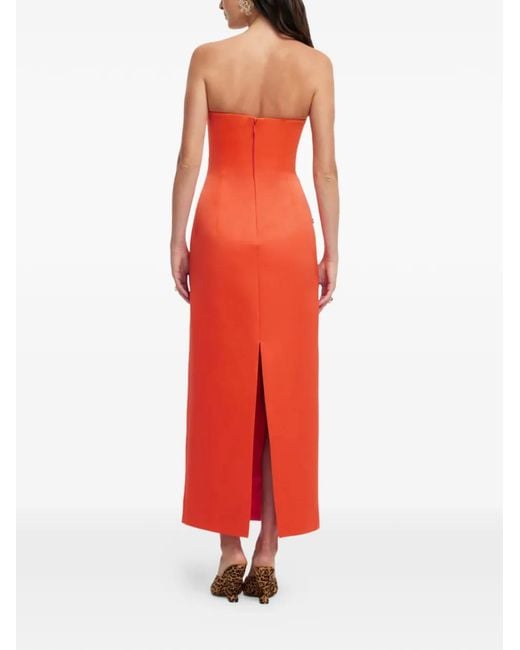 LEO LIN Ava Floral Midi Dress in Red | Lyst UK