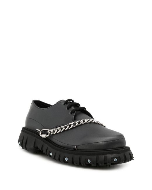 In Gold We Trust Chain-Trim Leather Derby Shoes in Black for Men | Lyst