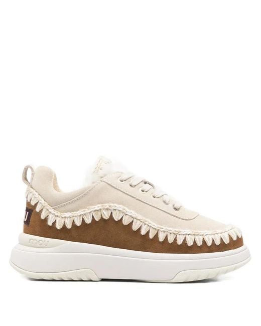 Mou Stitch Shearling Sneakers in Natural | Lyst UK