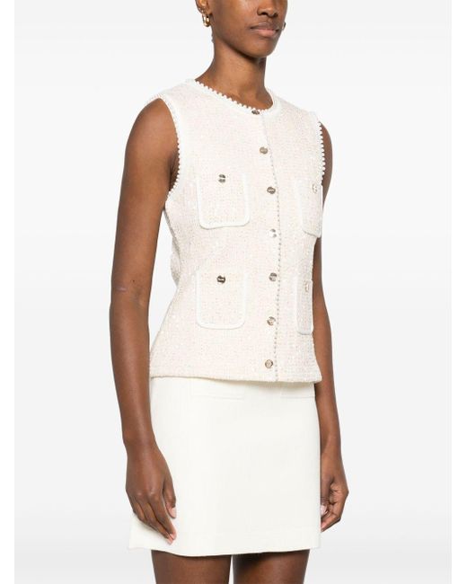 Sandro Tweed Waistcoat in Natural | Lyst