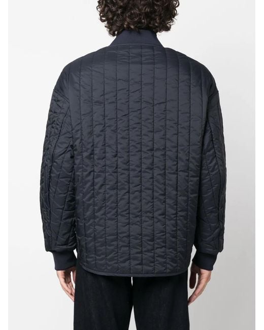 ARMANI EXCHANGE Logo-Patch Quilted Bomber Jacket in Blue for Men | Lyst UK