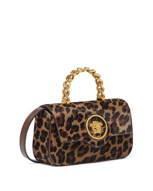 Versace La Medusa Leopard-Print Mini Bag in Brown | Lyst