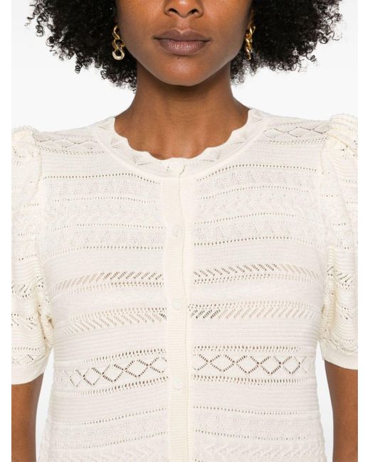 Ba&sh Organic Cotton Openwork Cardigan in White | Lyst
