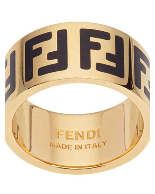 Fendi Monogram Pattern Ring in Gold (Metallic) - Lyst