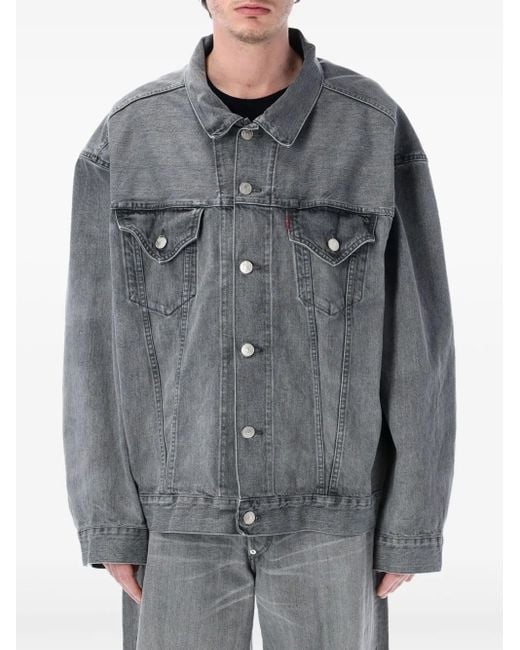 Junya Watanabe X Levi's Denim Trucker Jacket in Gray for Men | Lyst