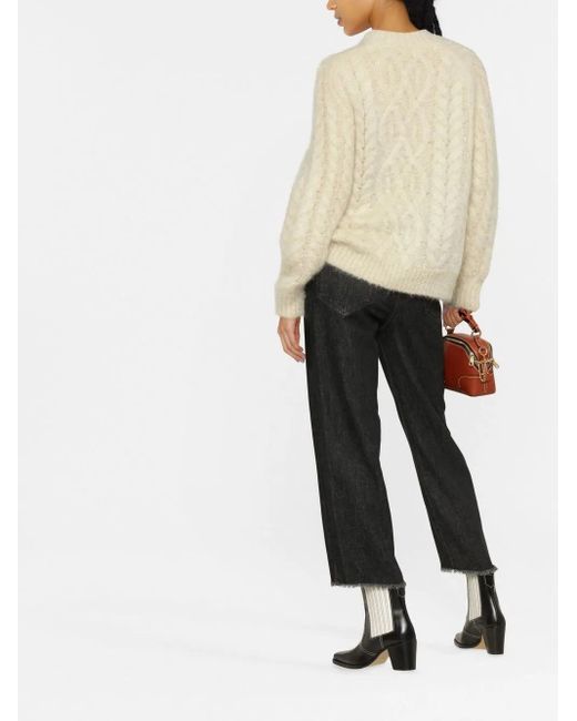 Isabel Marant Cable Knit Mohair Blend Sweater in Natural | Lyst UK