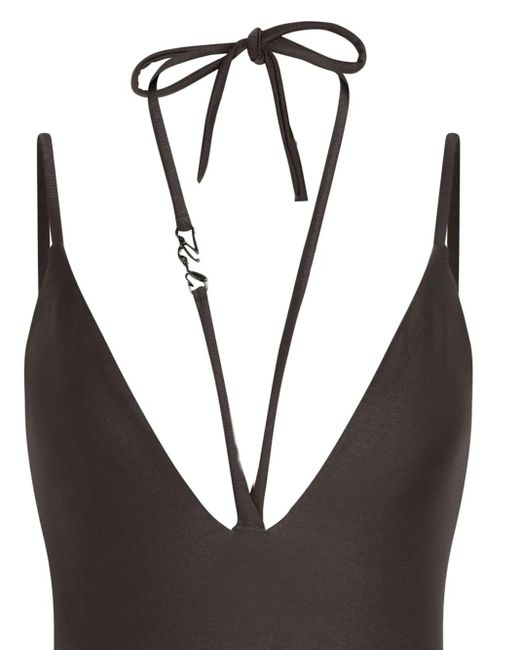 Karl Lagerfeld Multi-Strap Swimsuit in Brown | Lyst