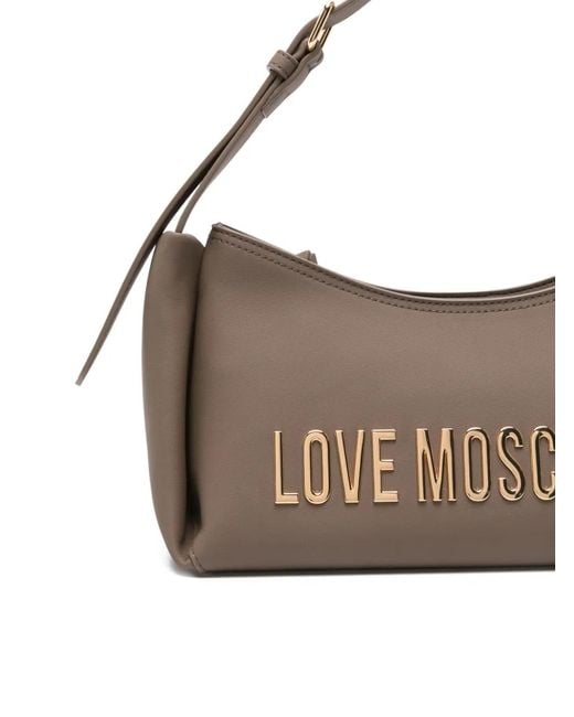 Love Moschino Logo-Lettering Shoulder Bag in Brown | Lyst UK
