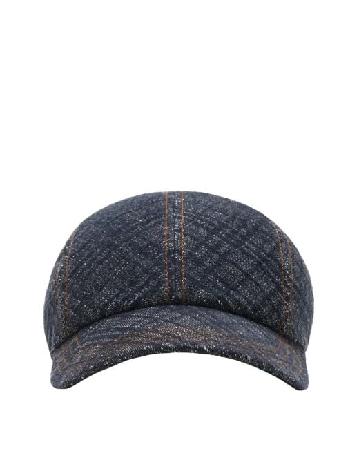 Burberry Check Denim Cap in Blue for Men | Lyst