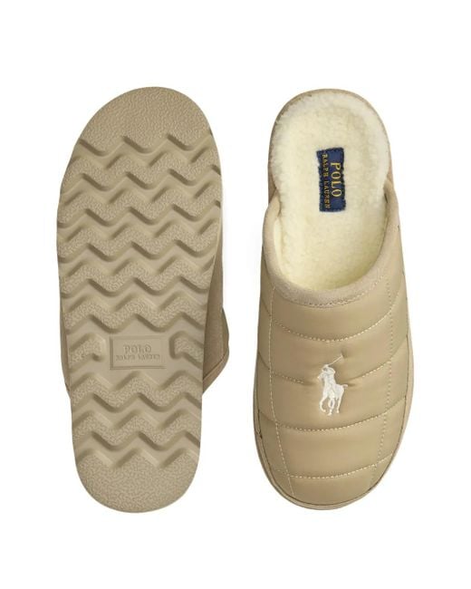 Polo Ralph Lauren Quilted Suede-Panelling Slippers in Natural for Men ...