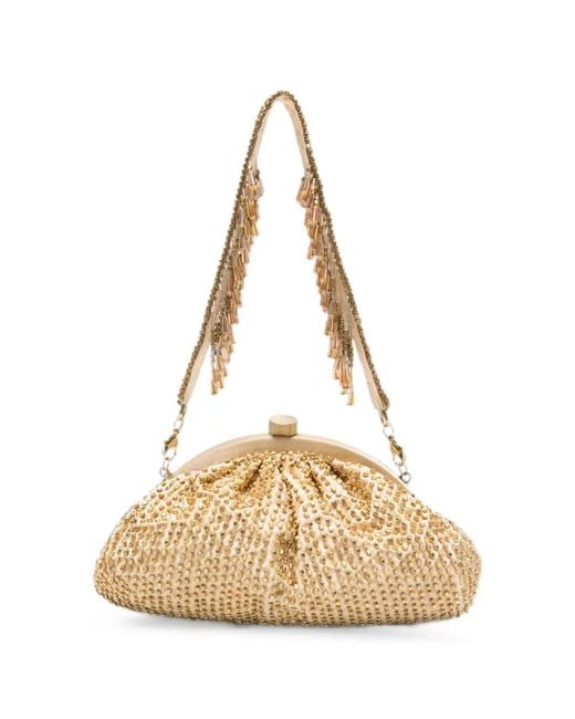 SLO_HAND_MADE Bead-Embellished Clutch Bag in Natural | Lyst UK