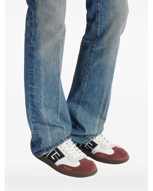 Balmain Logo Suede Sneakers in White for Men | Lyst UK