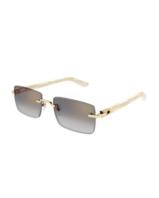 Cartier Rectangle-Frame Sunglasses in Metallic | Lyst