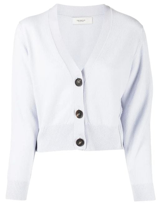 Pringle of Scotland Cropped Button-Up Cardigan in White | Lyst UK