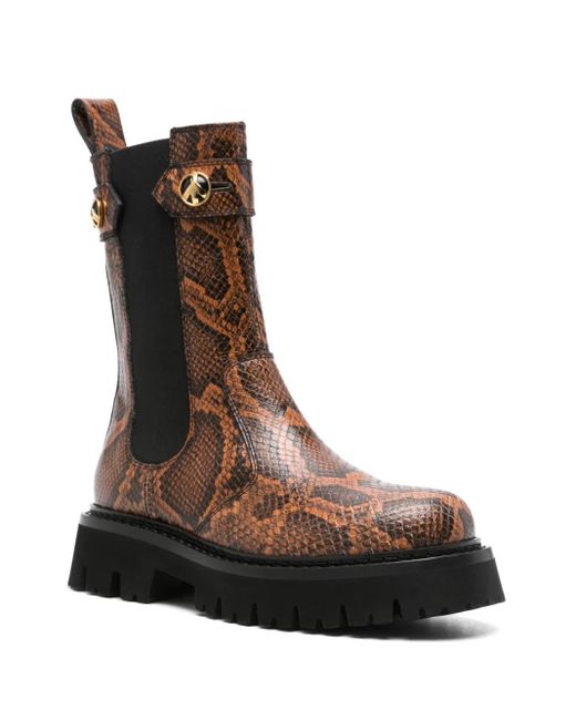 Moschino Snakeskin-Effect Boots in Brown | Lyst