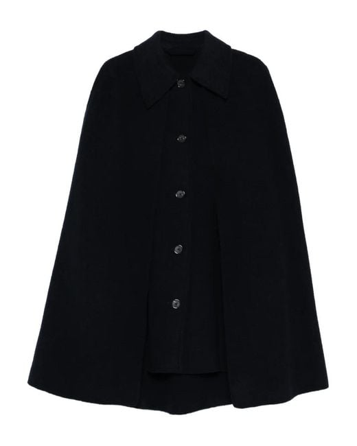 TOTEME Wool Cape Coat in Black | Lyst UK
