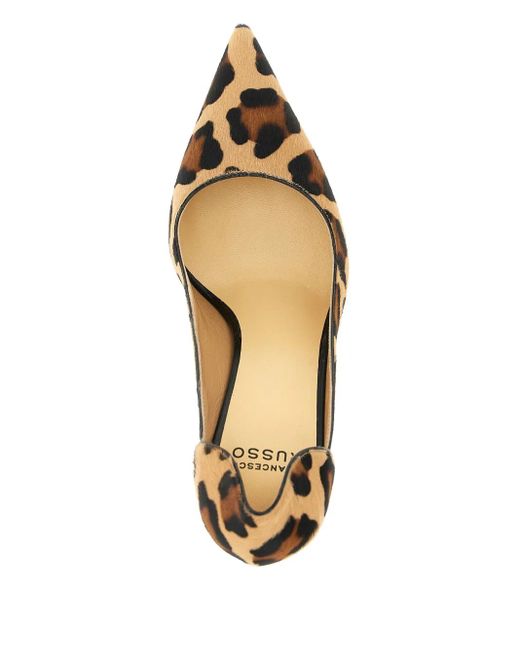 Francesco Russo 95Mm Leopard Pony-Hair Pumps in Metallic | Lyst