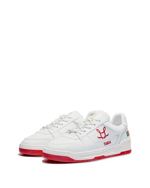 Leandro Lopes Tony Embroidered-Flag Sneakers in White | Lyst