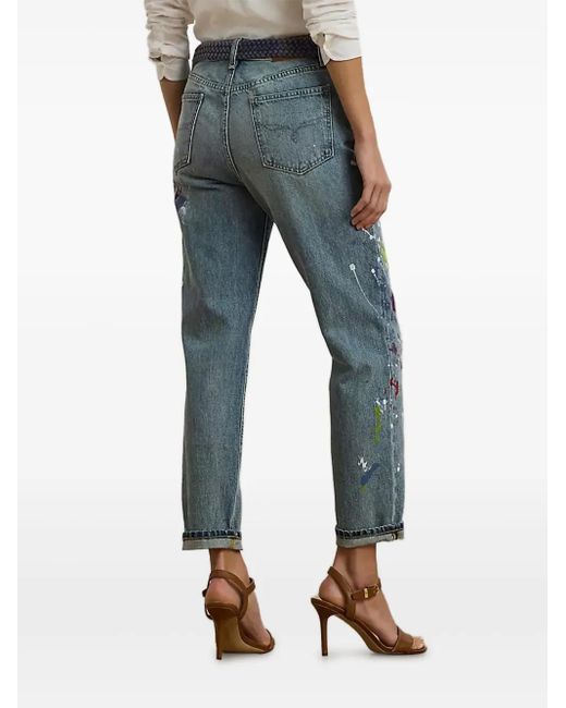 Ralph Lauren Paint-Splatter Boyfriend Jeans in Blue | Lyst UK