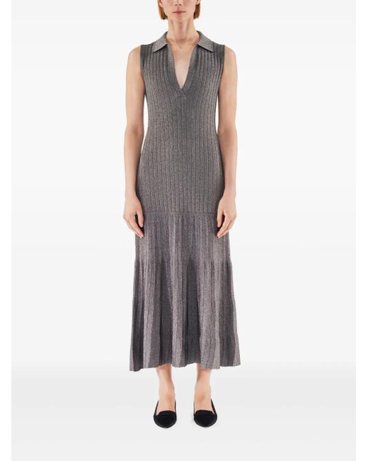 Adam Lippes Tashi Midi Dress in Gray | Lyst