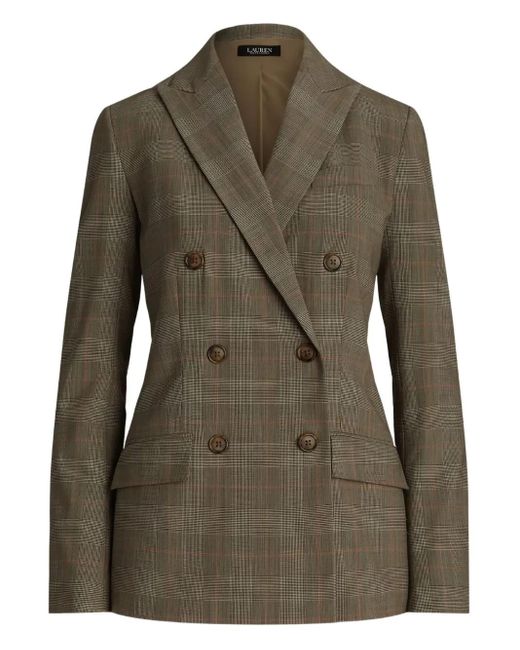 Ralph Lauren Double-Breasted Checked Jacket in Green | Lyst