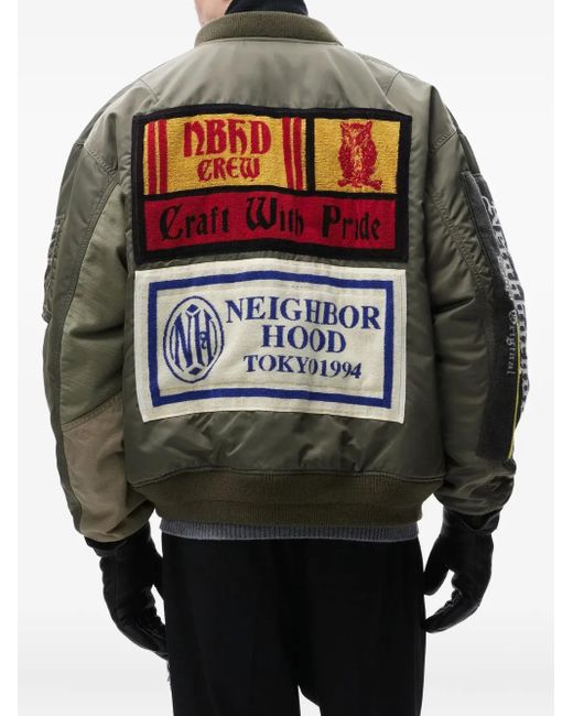 Neighborhood Embroidered-Patch Bomber Jacket in Gray for Men | Lyst