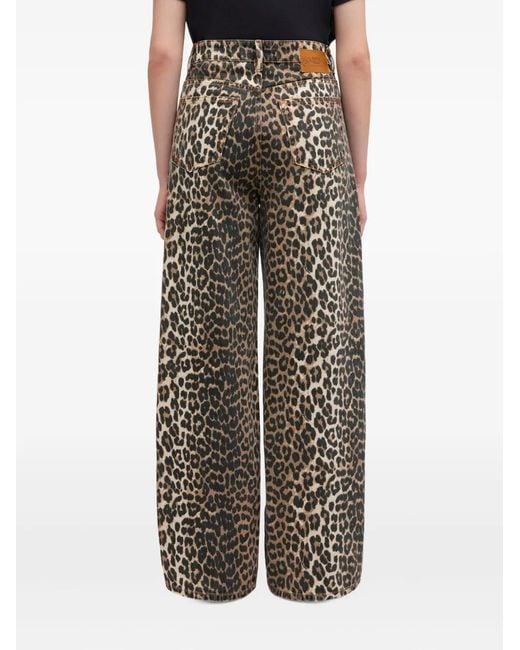 Ganni Leopard-print Denim in Grey | Lyst UK
