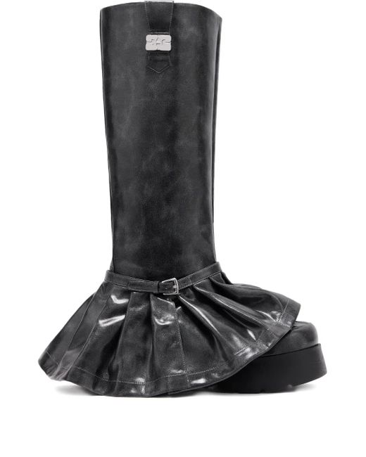 Ganni Kat Platform Boots in Black | Lyst UK
