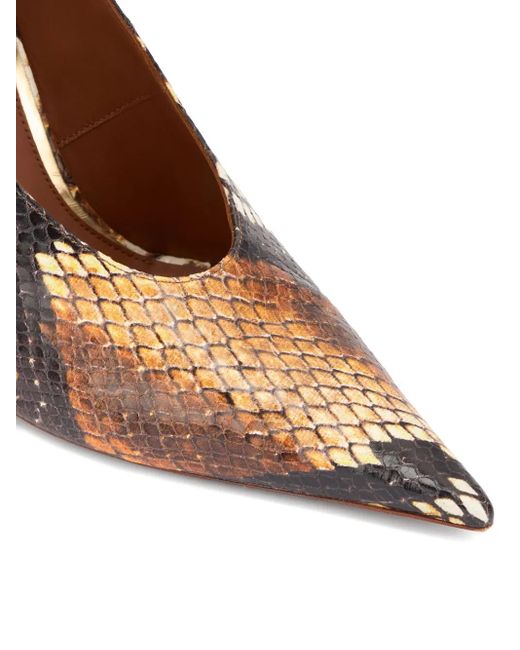 Roberto Cavalli Snake-Embossed High-Heel Pumps in Brown | Lyst
