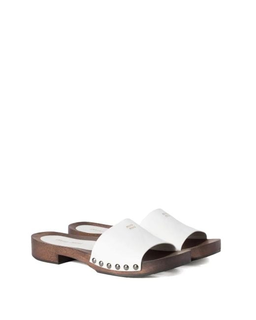 Miu Miu Patent-Leather Clogs in White | Lyst
