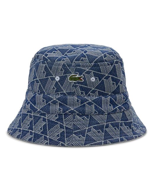 Lacoste Logo-jacquard Denim Bucket Hat in Blue | Lyst