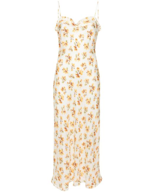 Doen Calsi Floral-print Midi Dress in Metallic | Lyst