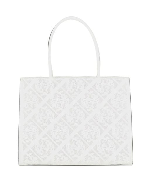 Tory Burch Cut-Out Pattern Tote Bag in White | Lyst