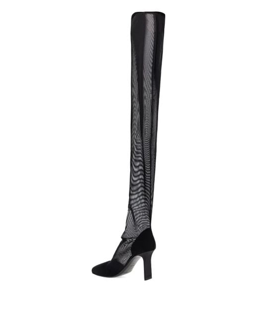 Courreges Square-Toe Mesh Thigh Boots in Black | Lyst UK