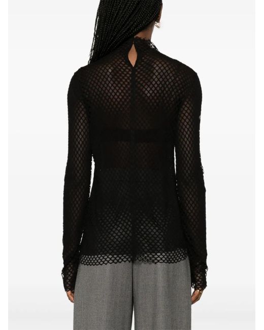 TOTEME Diamond-Lace Sheer Top in Black | Lyst