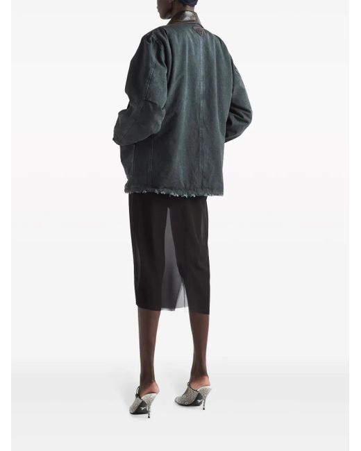 Prada Distressed Canvas Jacket in Gray | Lyst
