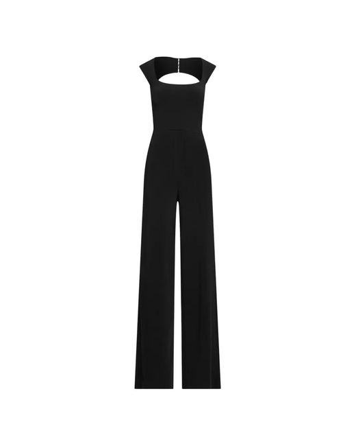Ralph Lauren Square-Neck Open-Back Jumpsuit in Black | Lyst