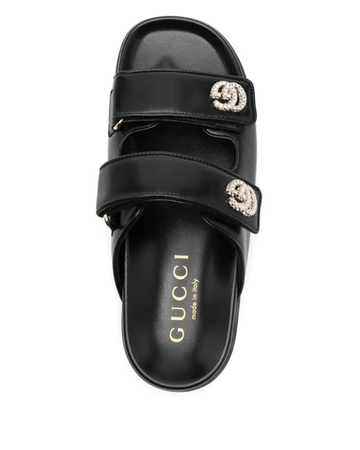 Gucci Double Sandals in Black | Lyst